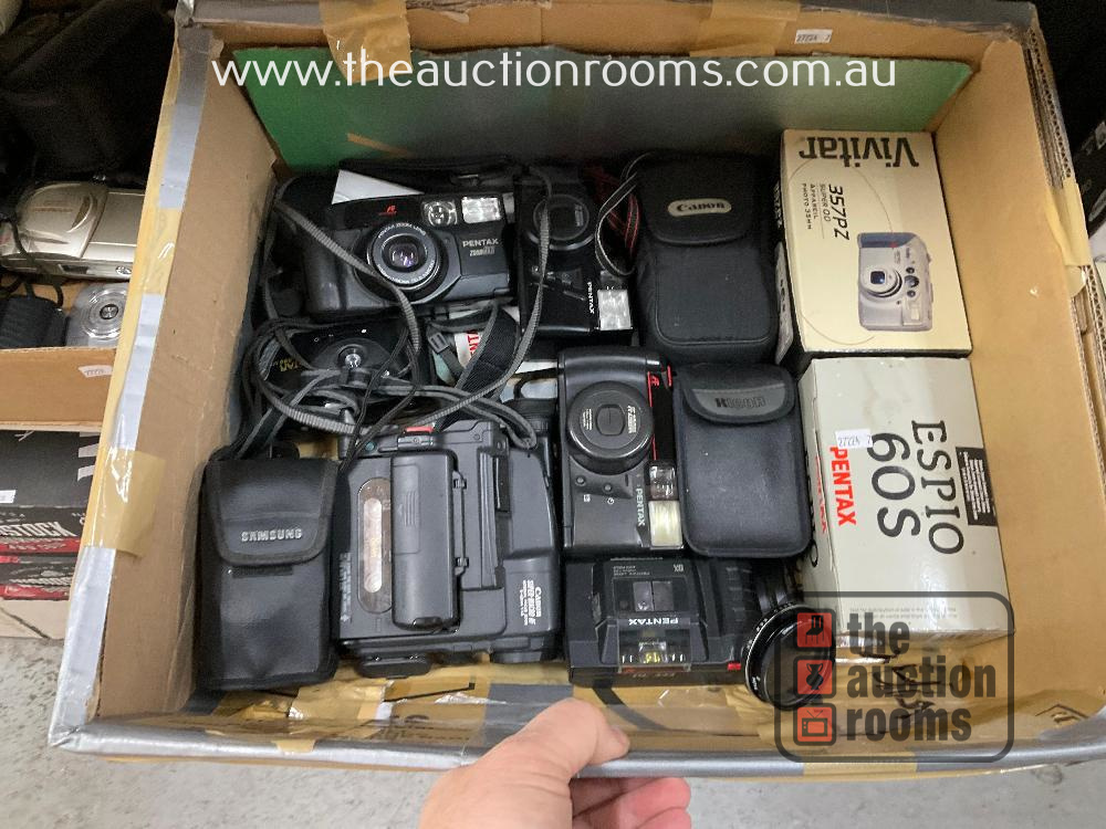 Box of Assorted Cameras