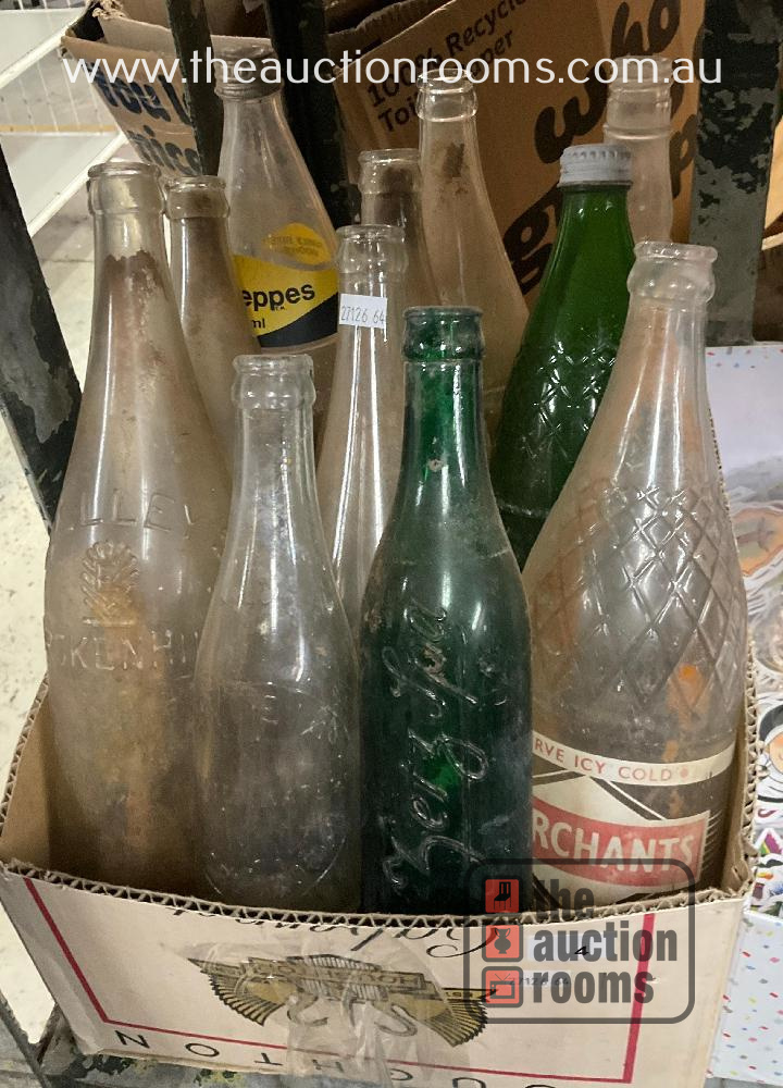Embossed Pyro Label & Assorted Vintage Bottles